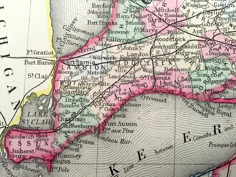 Antique 1871 Ontario Canada Map by S.A. Mitchell Toronto | Etsy