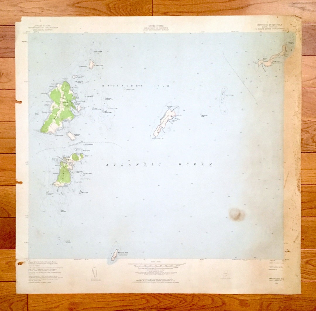 Antique Matinicus, Maine 1953 US Geological Survey Topographic Map ...