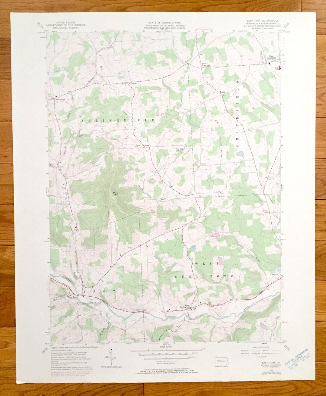 Antique East Troy, Pennsylvania 1957 US Geological Survey Topographic ...