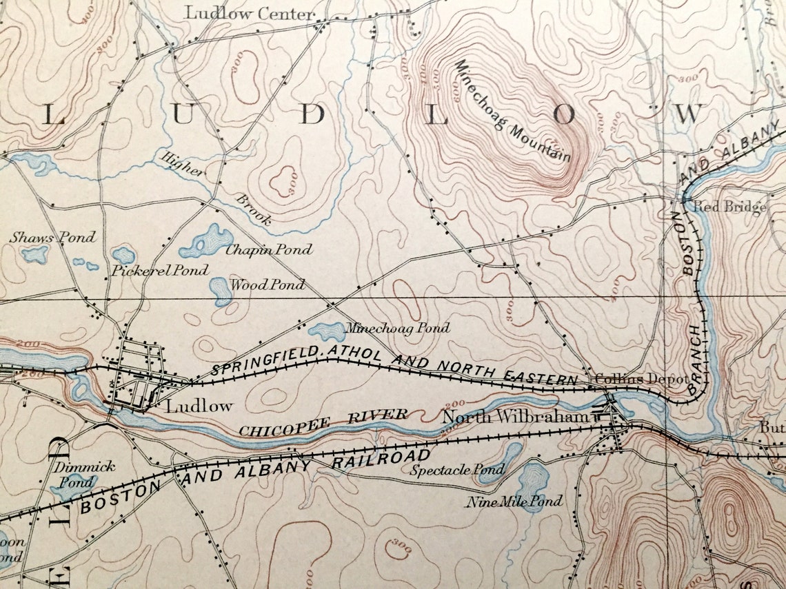 Antique Palmer, Massachusetts 1893 US Geological Survey Topographic Map ...