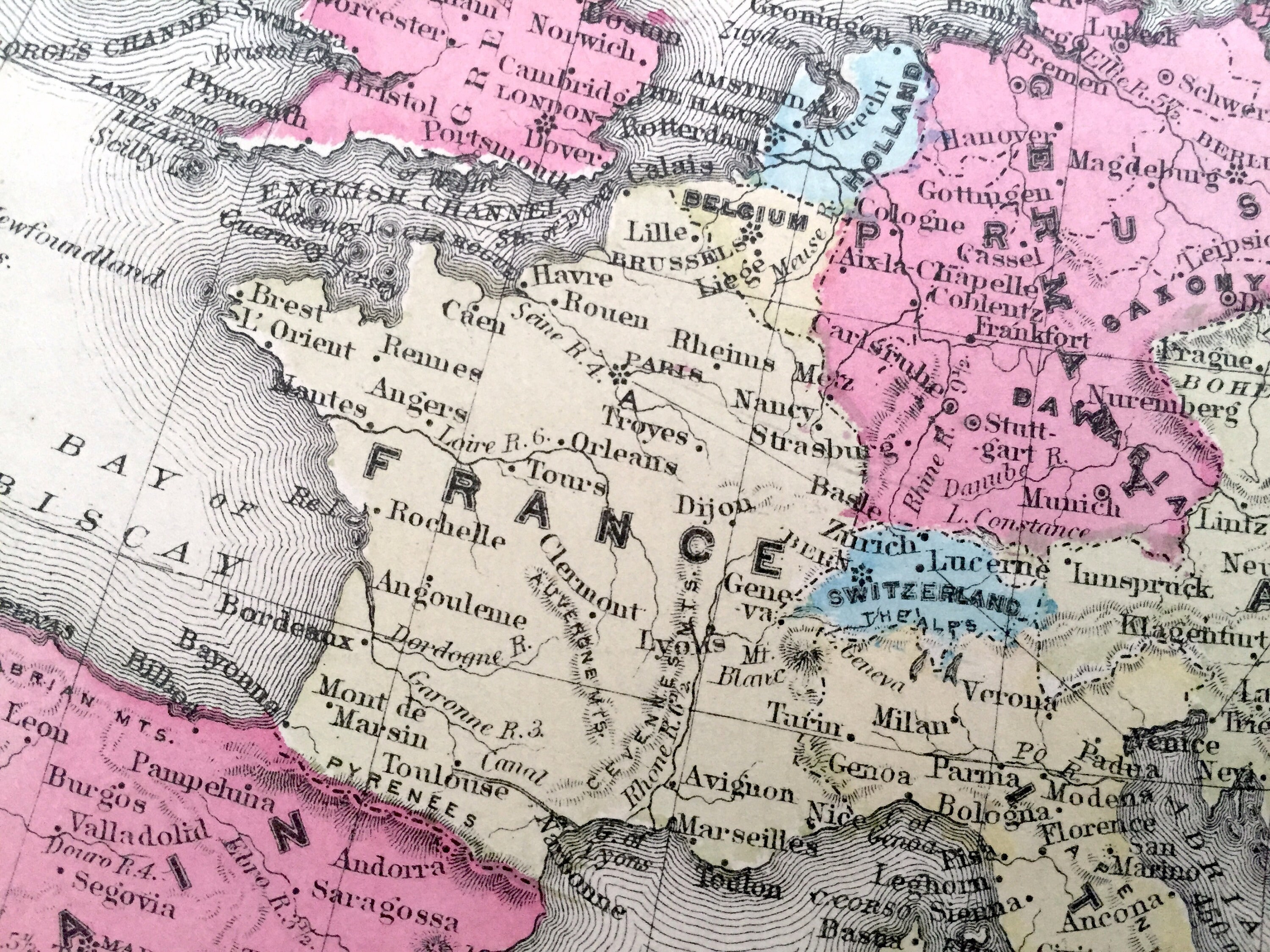 Antique Europe 1866 Rand Mcnally Map England France Spain - Etsy UK