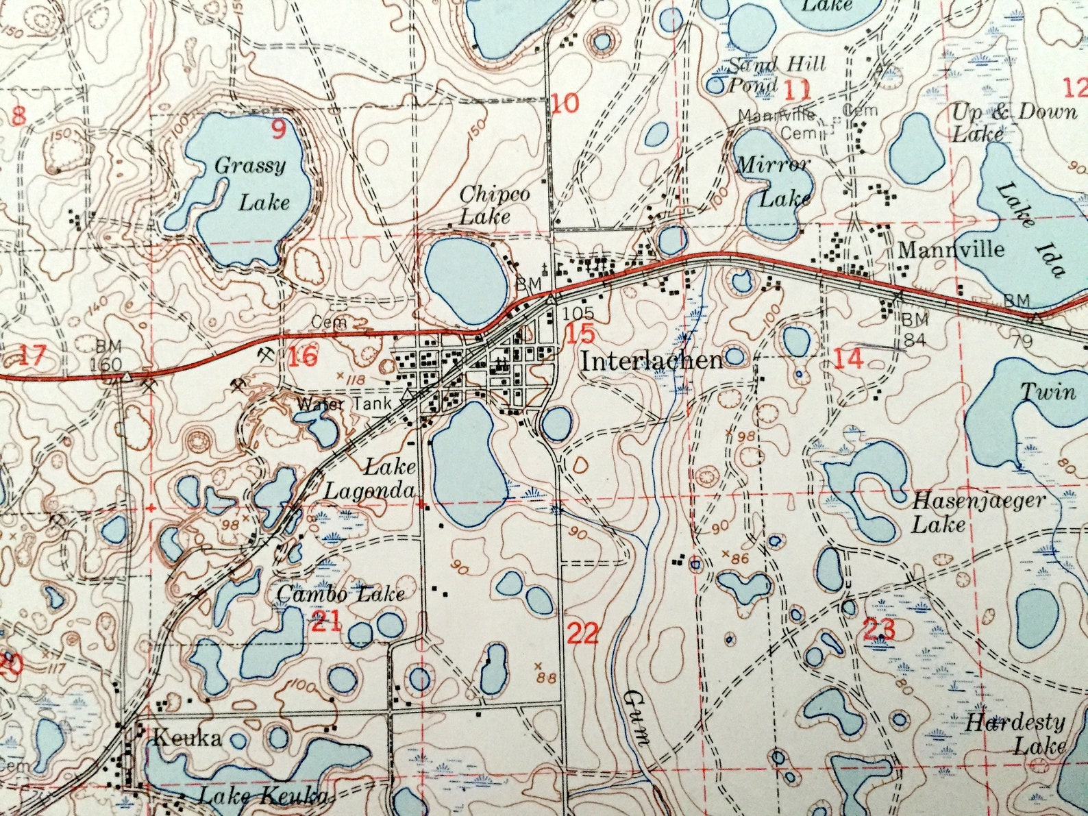 Antique Interlachen, Florida 1949 US Geological Survey Topographic Map ...