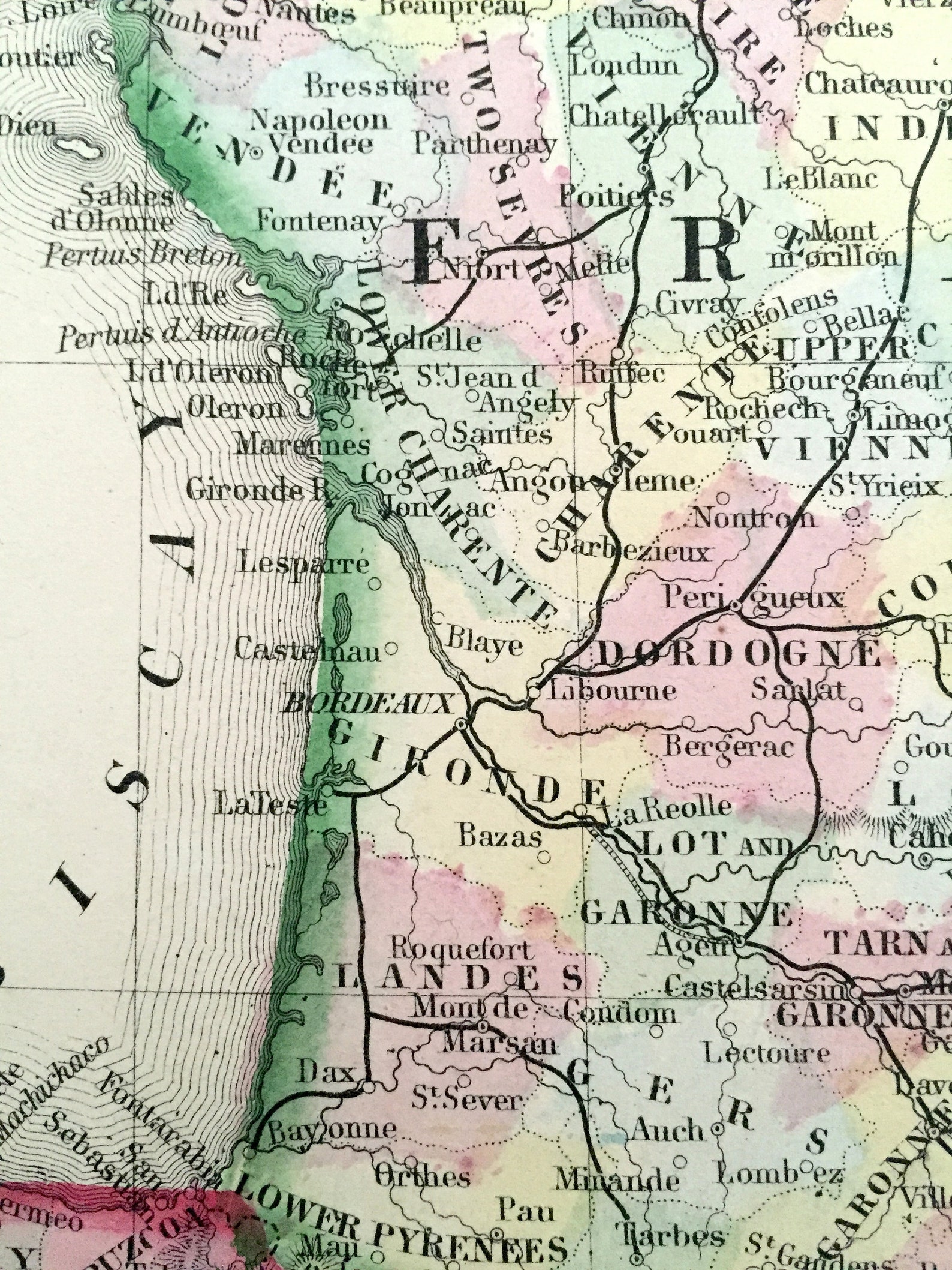Antique France Spain & Portugal 1860 August Mitchell Map | Etsy