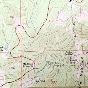 Antique Mt Rose, Nevada 1968 US Geological Survey Topographic Map ...