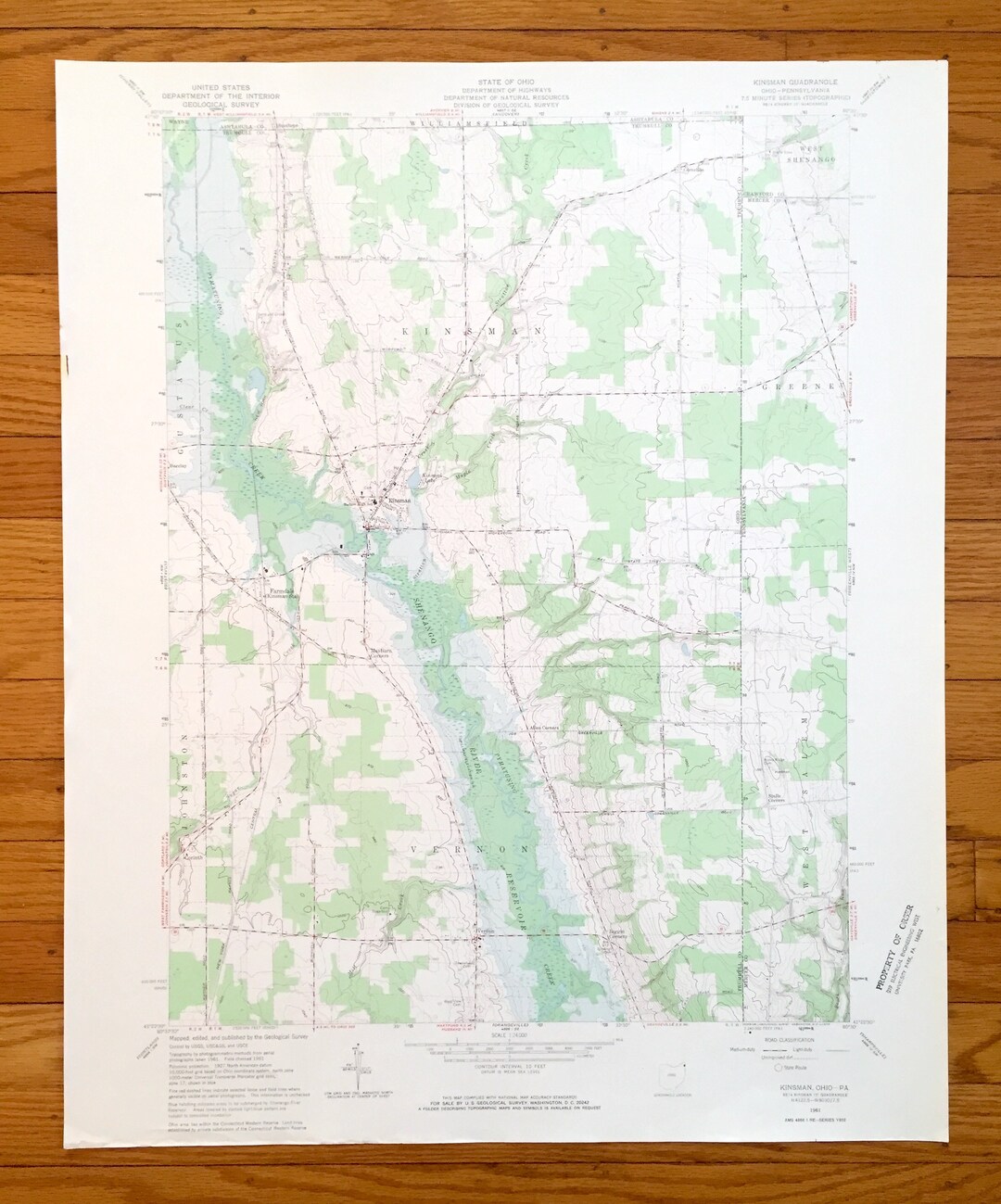 Antique Kinsman, Ohio 1961 US Geological Survey Topographic Map ...