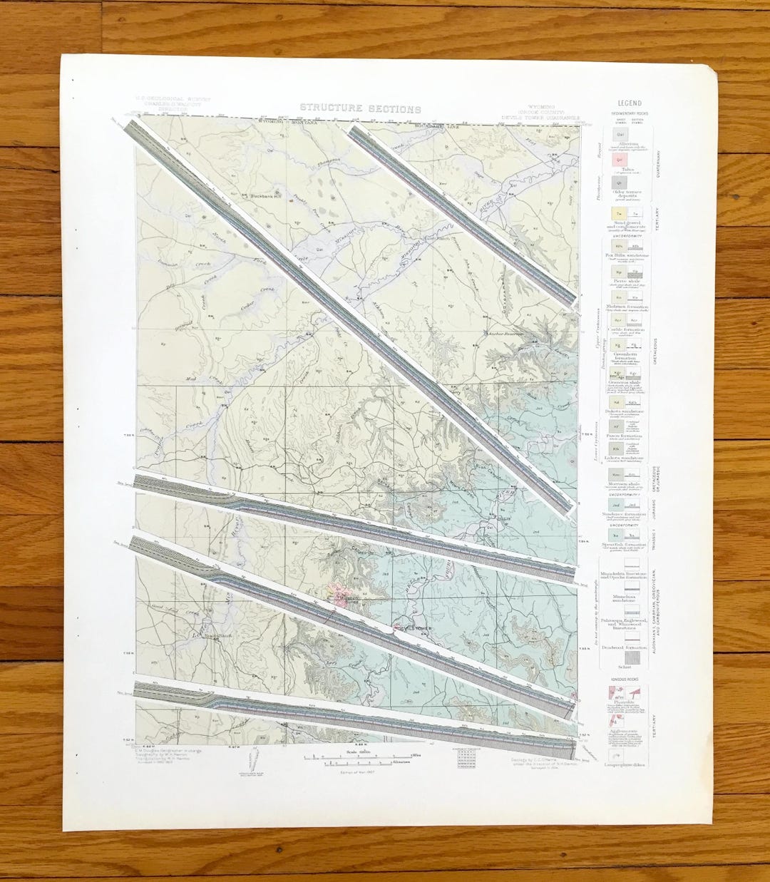 Antique Devils Tower, Wyoming 1907 US Geological Survey Topographic Map ...