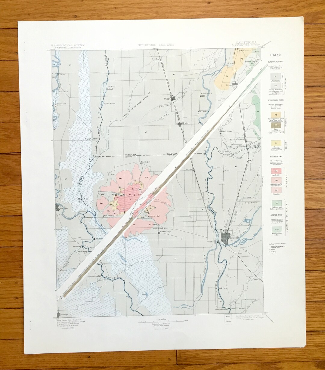 Antique Marysville, California 1886 US Geological Survey Topographic ...