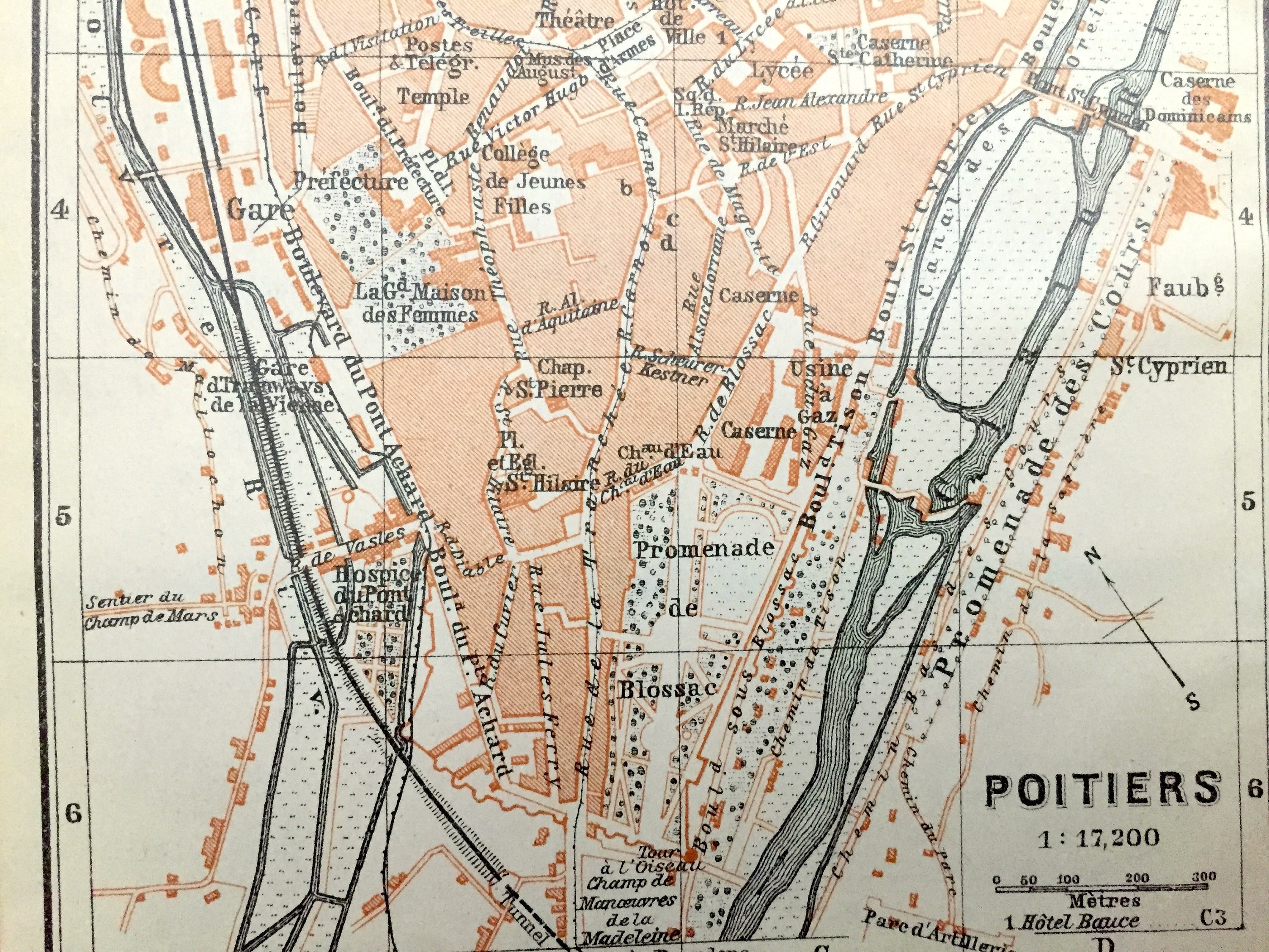 Antique 1914 Poitiers France Map From Baedekers Guide Atlas - Etsy UK