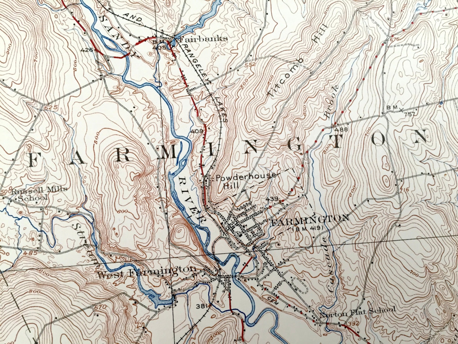 Antique Farmington Maine 1924 US Geological Survey | Etsy
