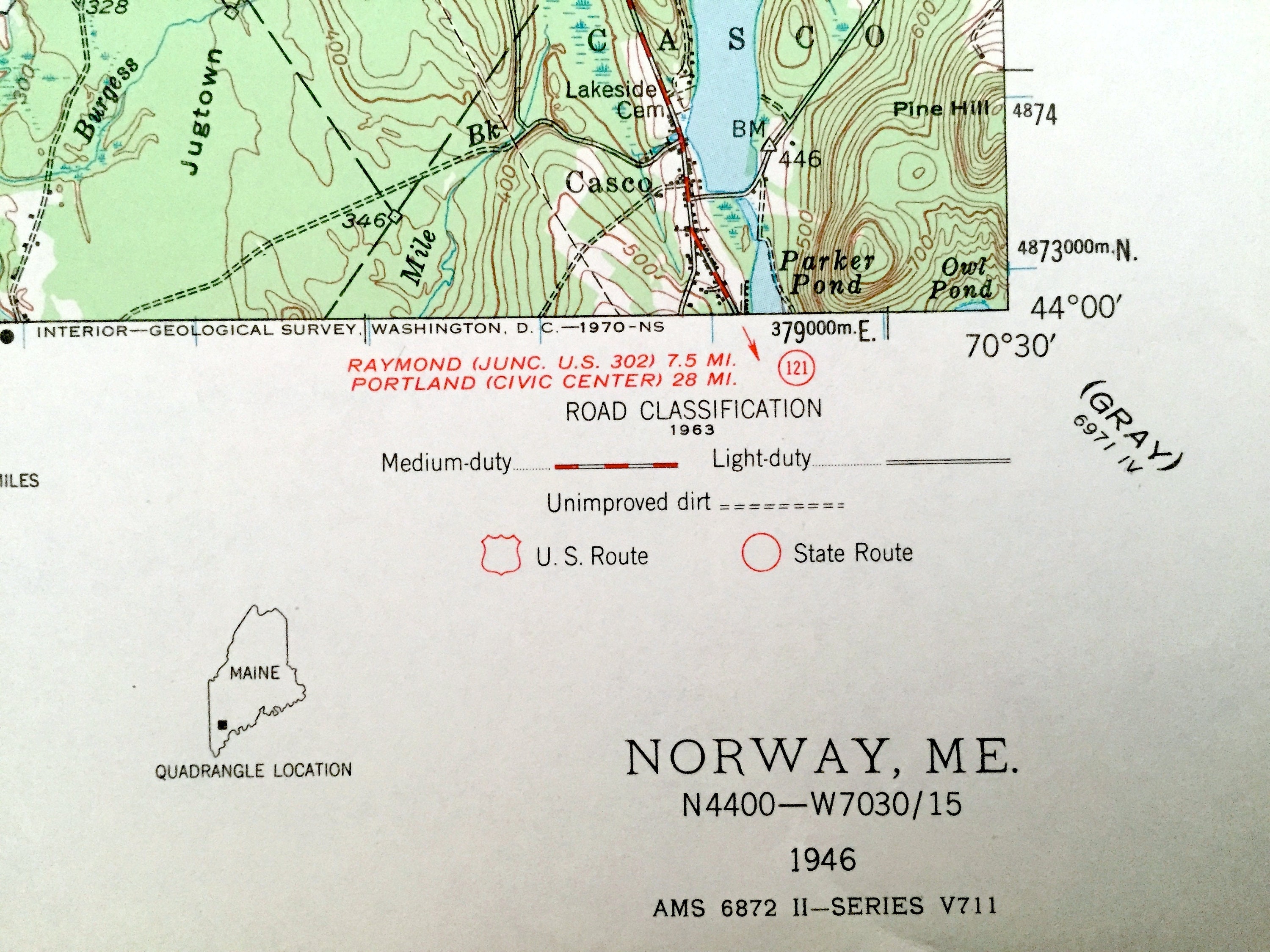 Antique Norway Maine 1946 US Geological Survey Topographic | Etsy