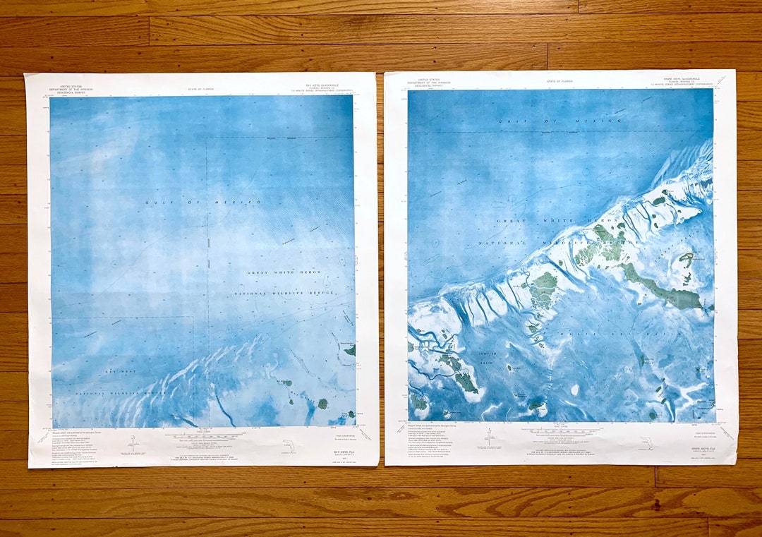 Antique Snipe Keys & Bay Keys, Florida 1972 US Geological Survey ...