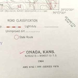 Antique Onaga, Kansas 1964 US Geological Survey Topographic Map – Lone ...