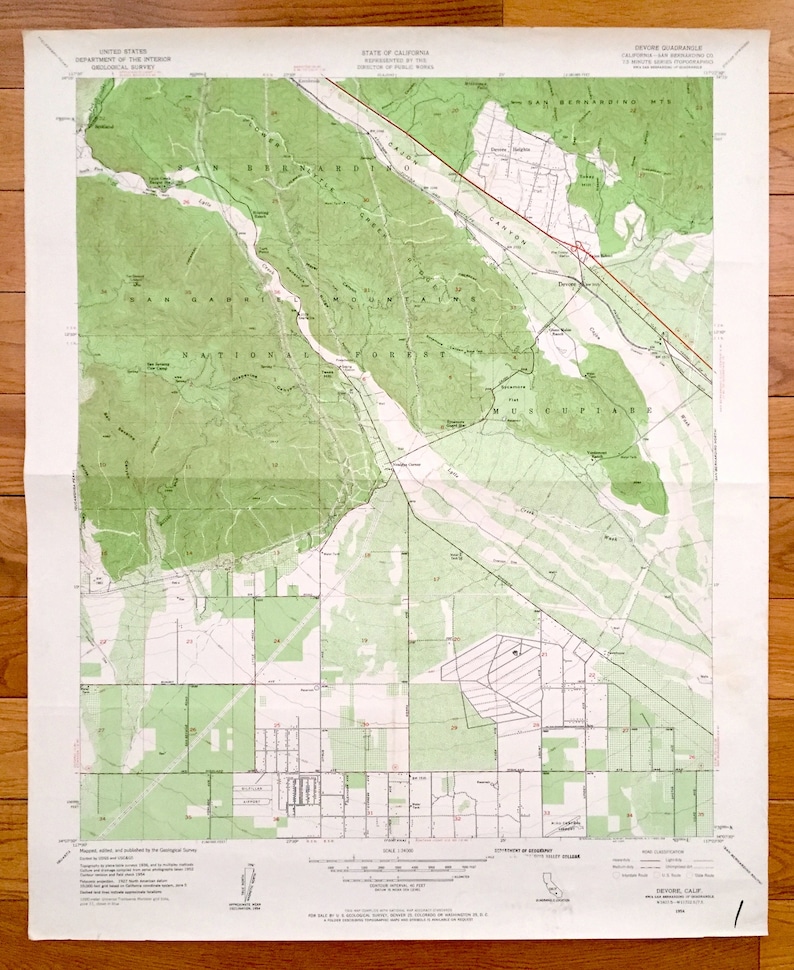 Antique Devore California 1954 US Geological Survey - Etsy