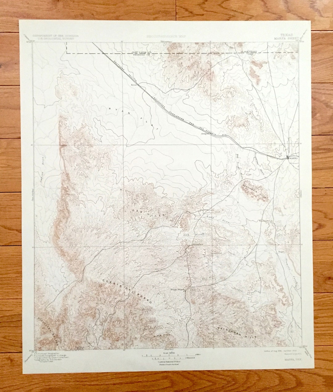 Antique Marfa, Texas 1895 US Geological Survey Topographic Map – Jeff ...