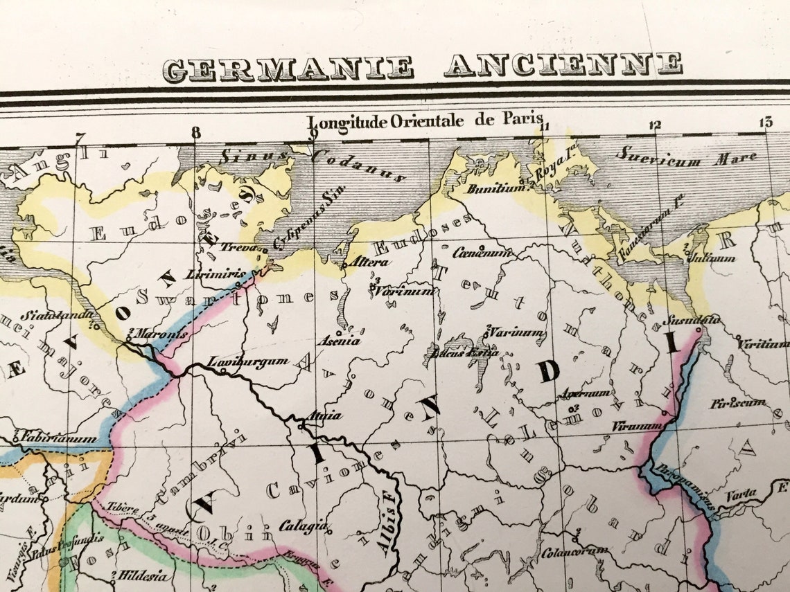 Antique 1835 Ancient Germany Map From JG Heck's Atlas Géographique ...