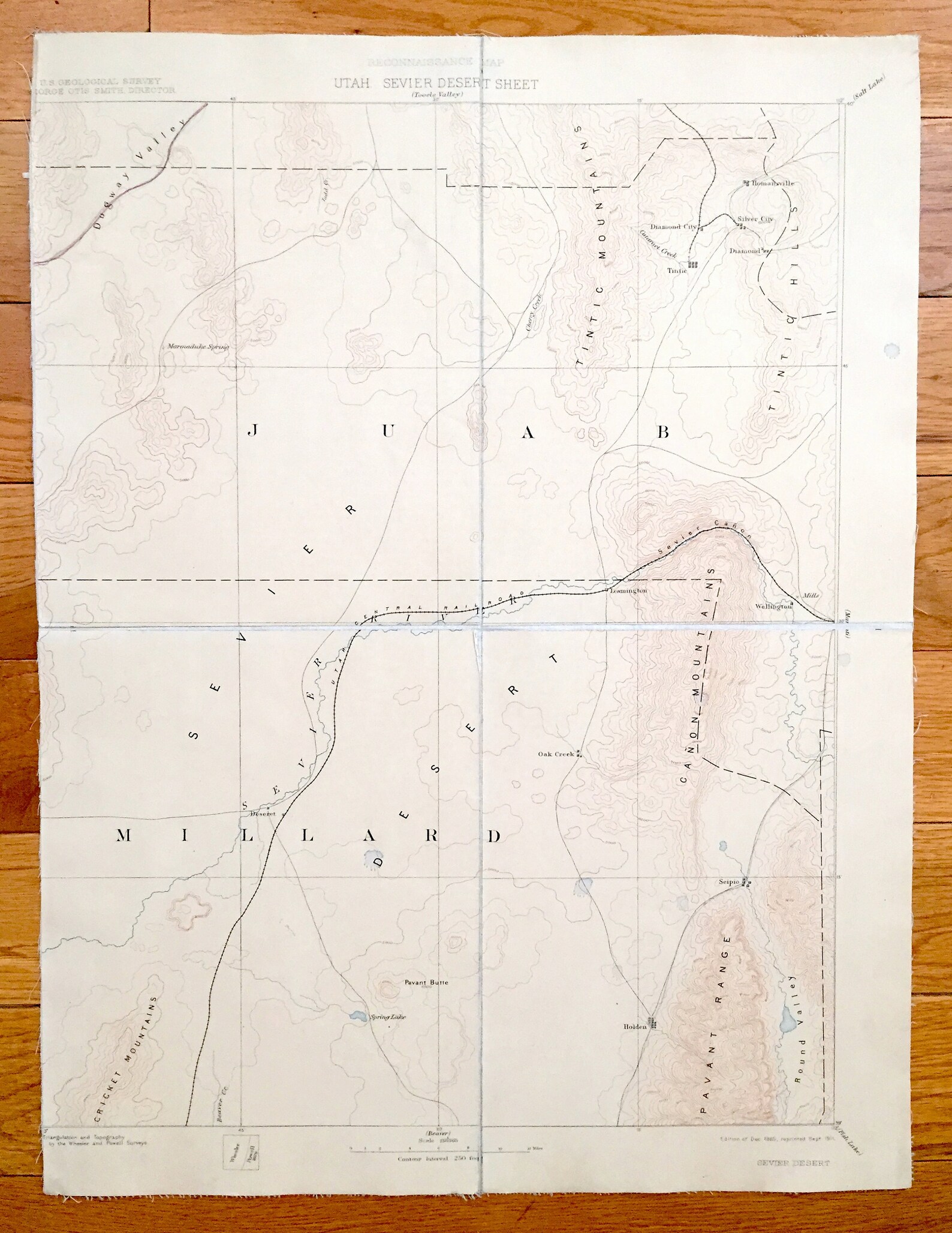 Antique Sevier Desert, Utah 1885 US Geological Survey Topographic Map ...