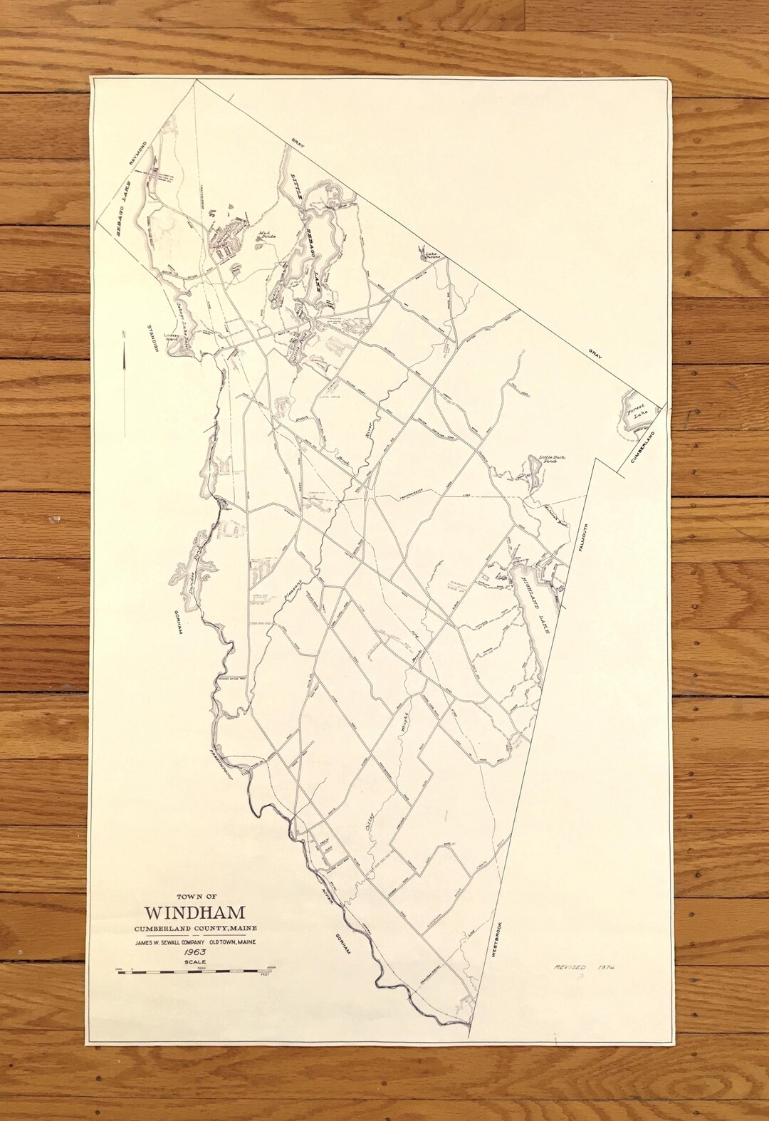 Antique 1963 Windham, Maine Map From James W Sewall Co. – Cumberland ...