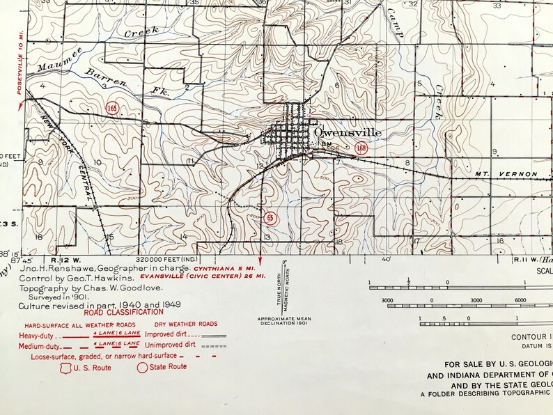 Antique Princeton, Indiana 1901 US Geological Survey Topographic Map ...