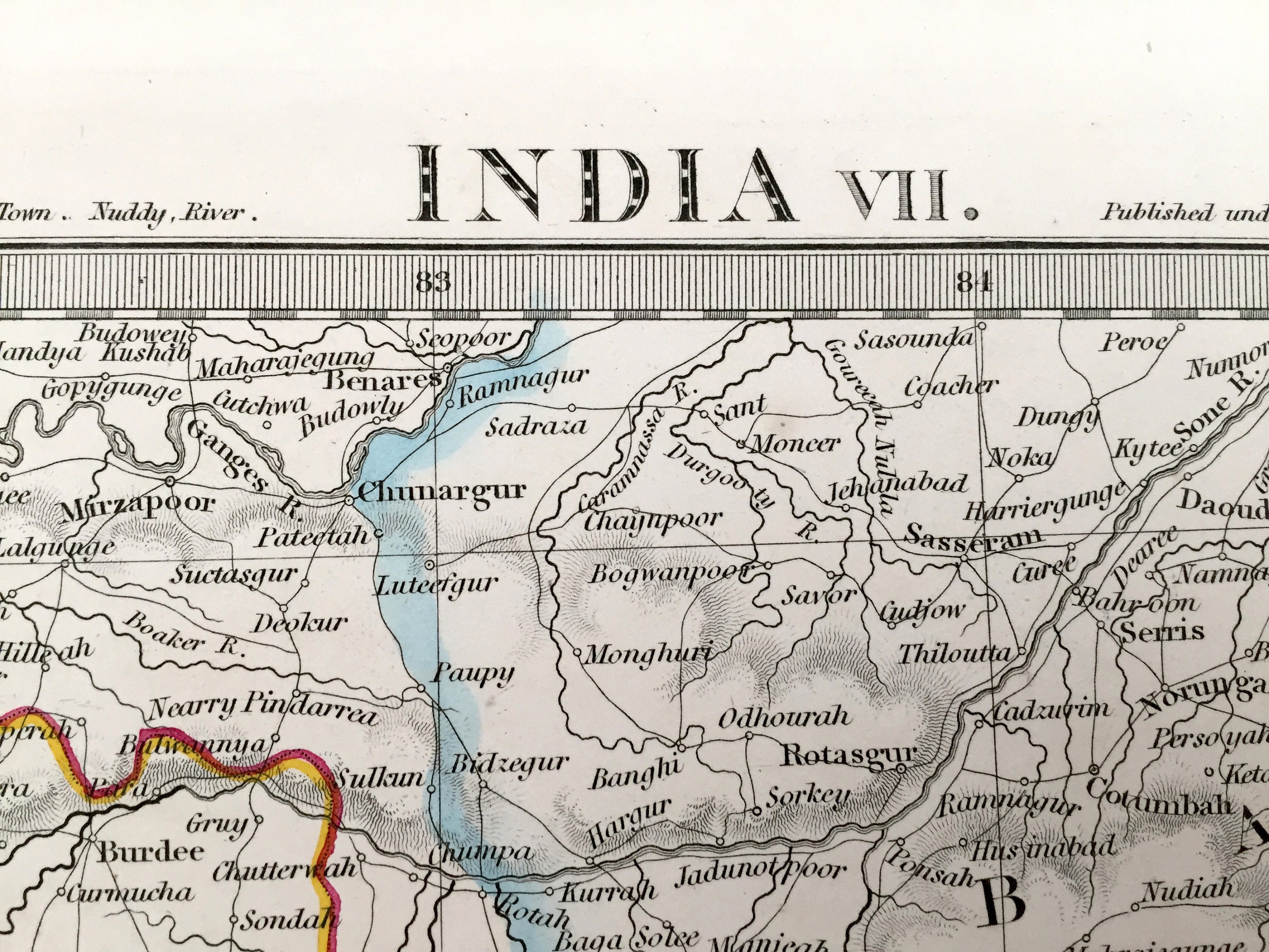 Antique 1845 India Map From SDUK Atlas – Palmyras, Odisha, Sumbulpoor ...