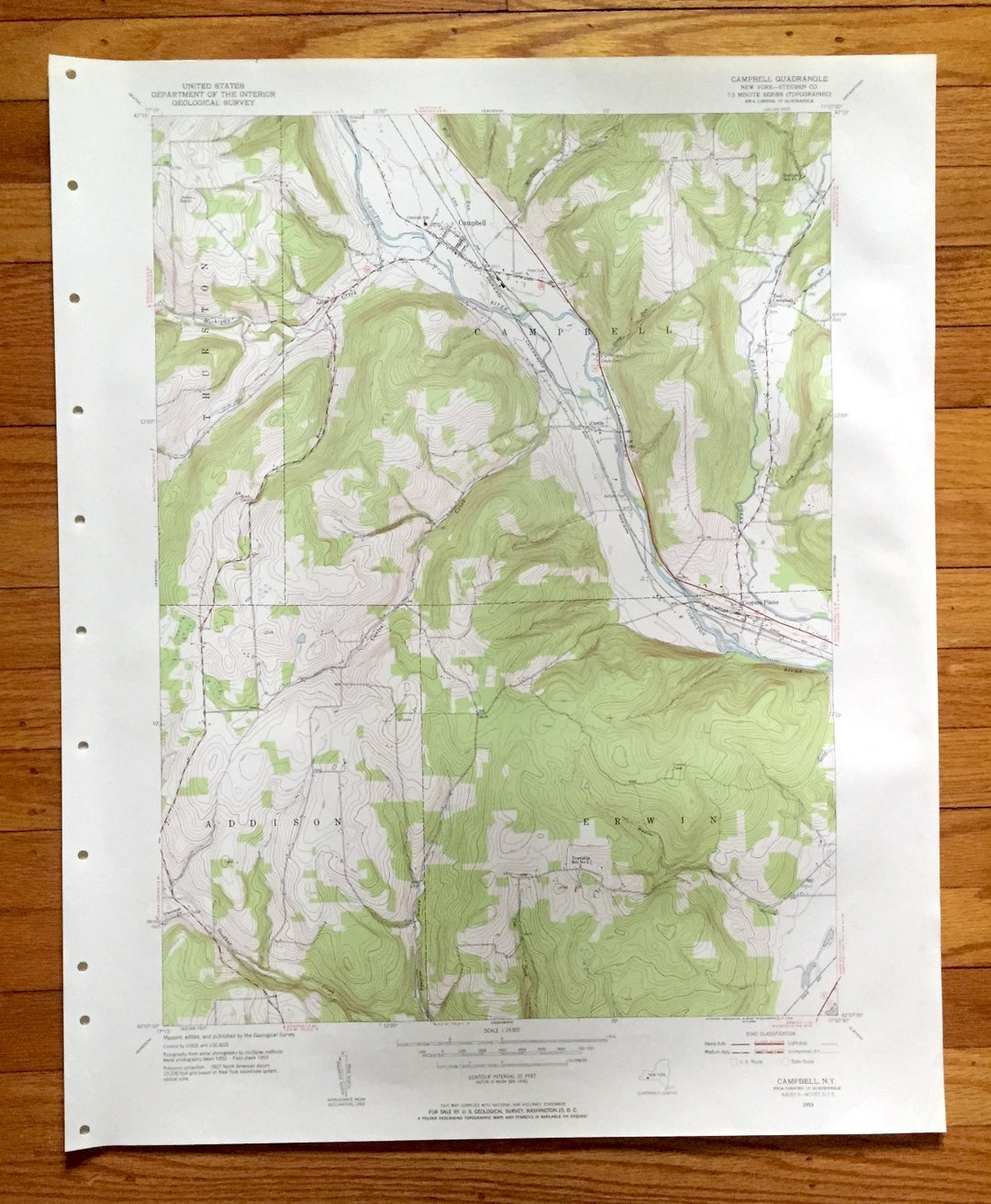 Antique Campbell, New York 1953 US Geological Survey Topographic Map ...