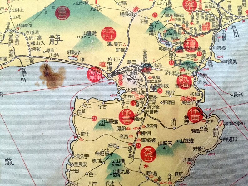 Antique 1940s Japan Wwii-era Map Tokyo Yokohama Chiba - Etsy