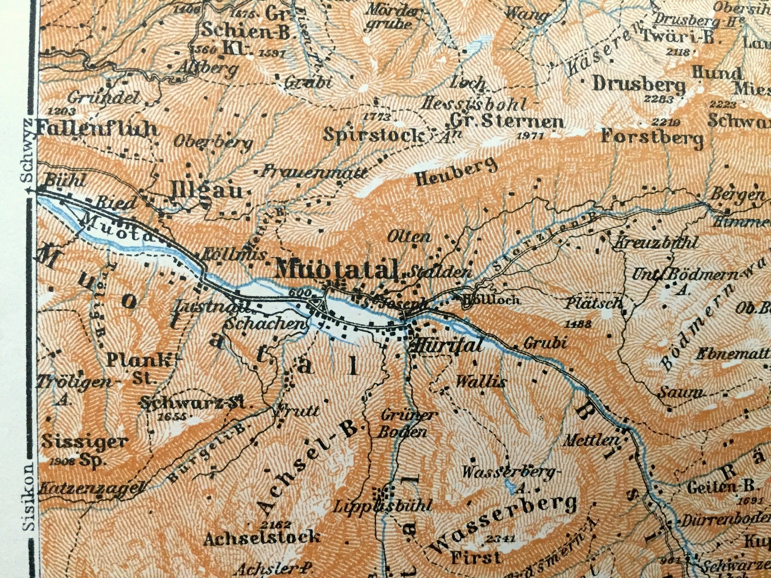Antique 1913 Muotatal muotathal Switzerland Map From | Etsy