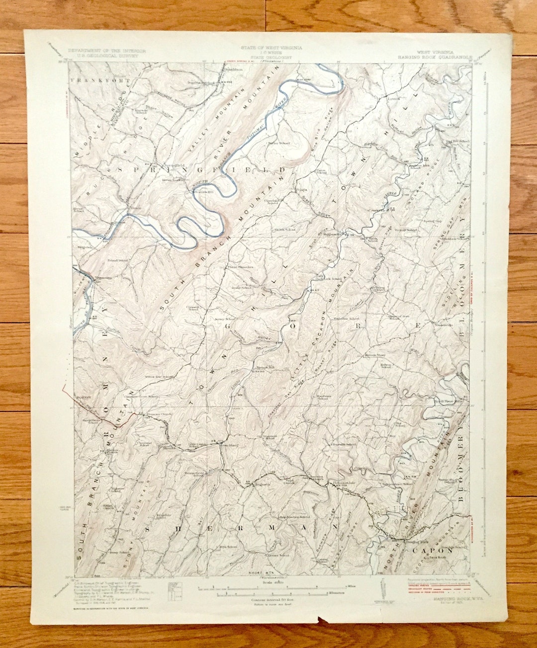 Antique Hanging Rock, West Virginia 1923 US Geological Survey ...