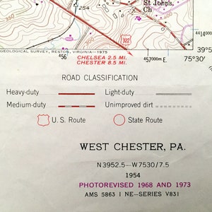 Antique West Chester, Pennsylvania 1954 US Geological Survey ...