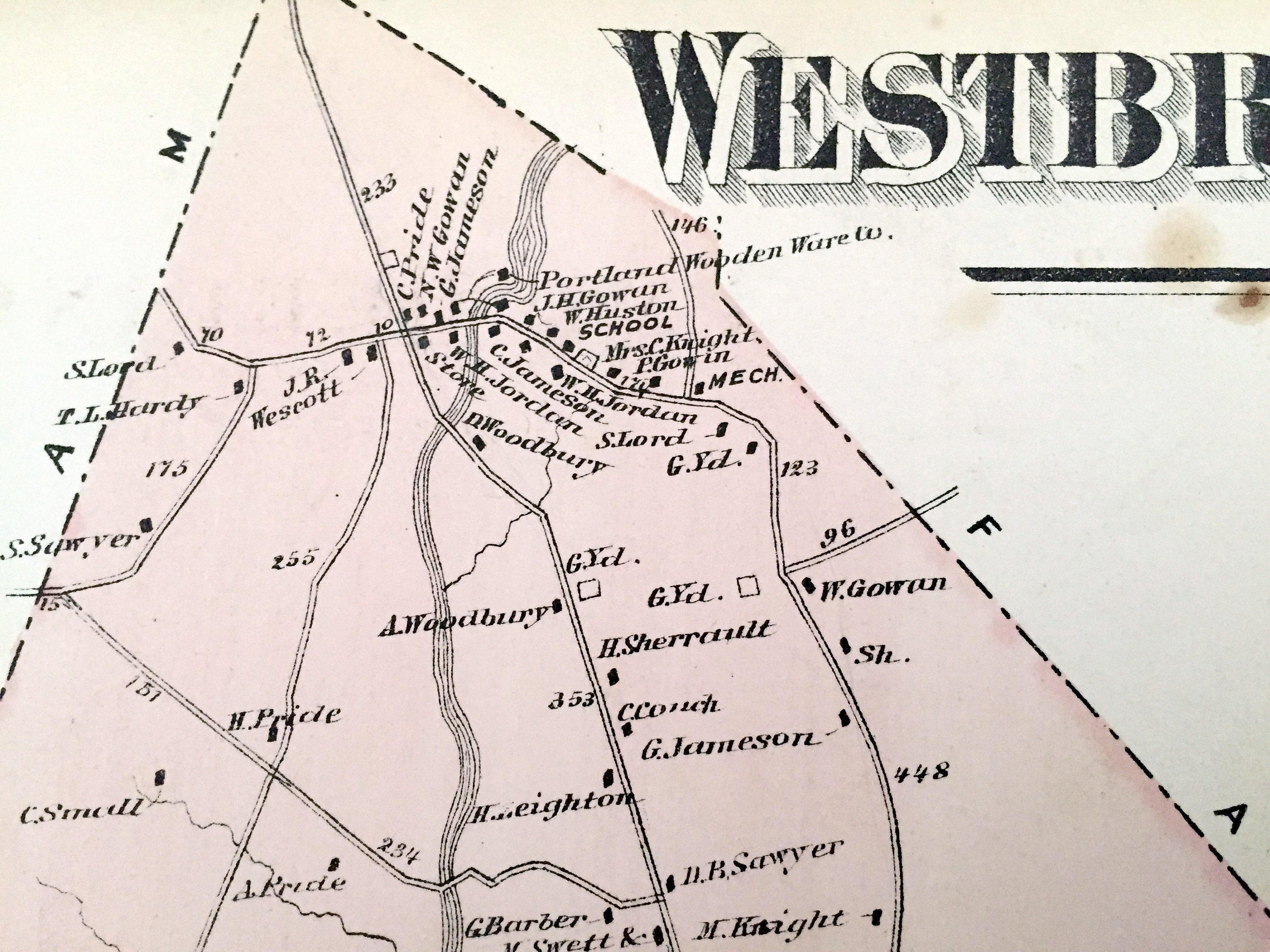 Antique 1871 Westbrook & Deering Maine Map From F.W. Beers | Etsy