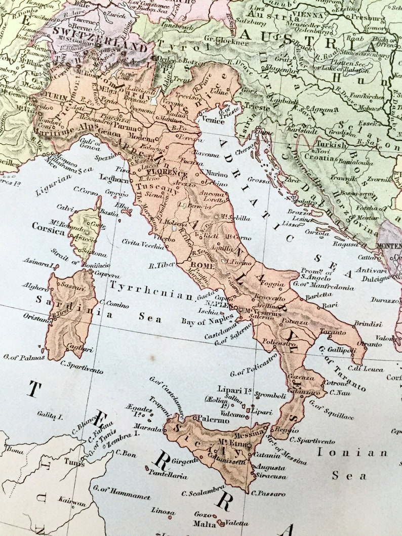 Antique 1888 Europe Map From A & C Black's World Atlas | Etsy