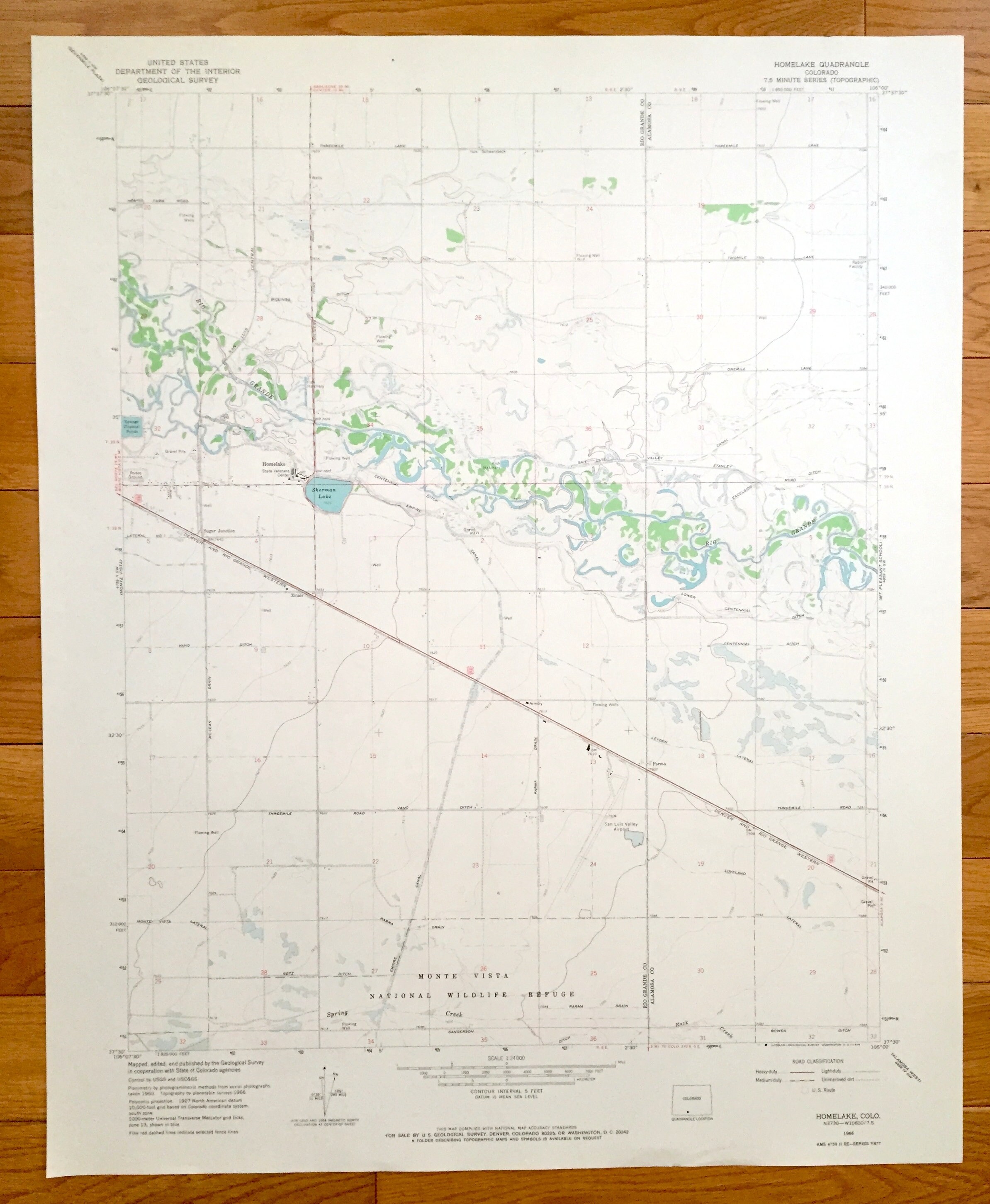 Antique Homelake, Colorado 1966 US Geological Survey Topographic Map ...