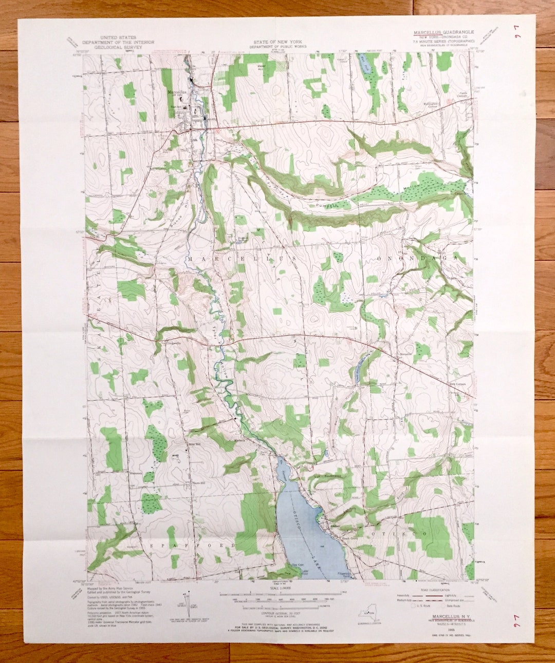 Antique Marcellus, New York 1955 US Geological Survey Topographic Map ...