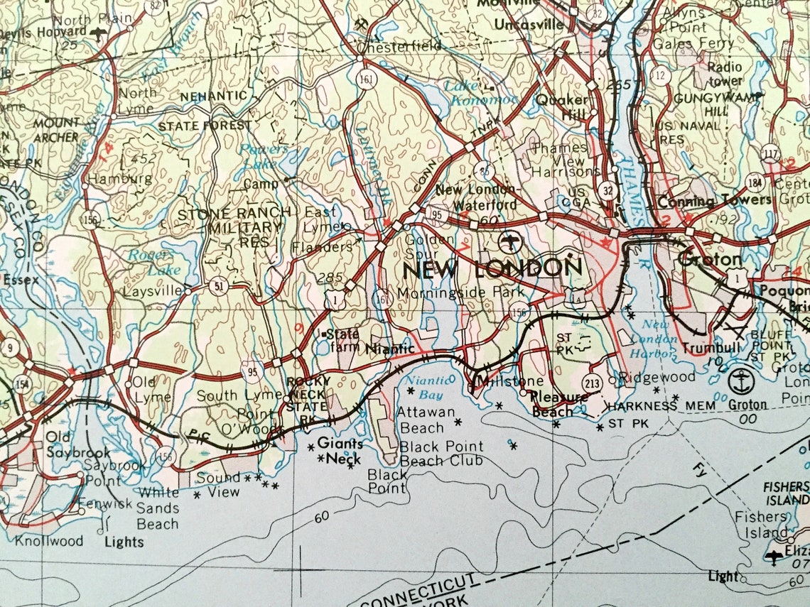 Antique Connecticut 1962 US Geological Survey Topographic Map | Etsy