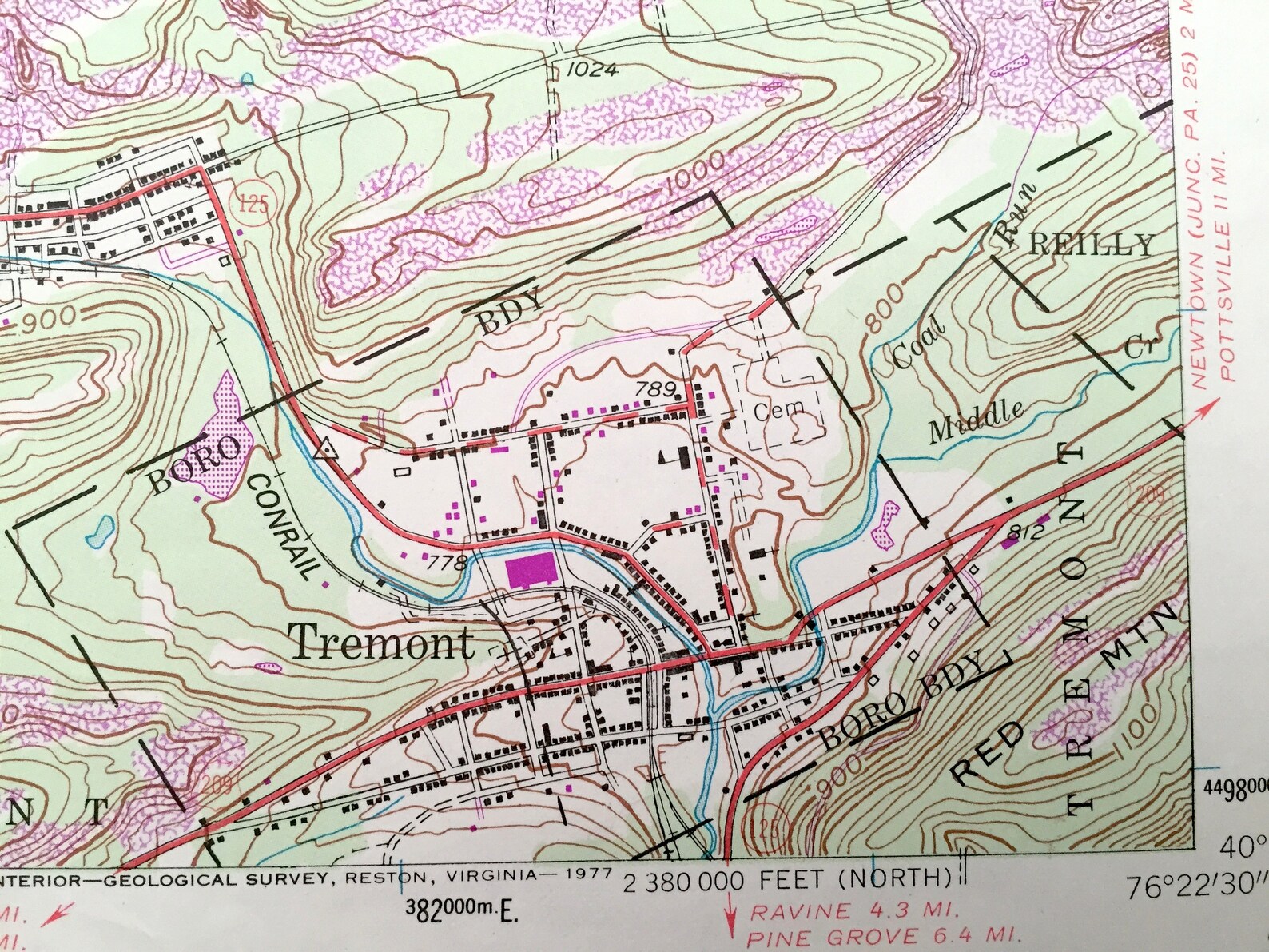 Antique Tremont, Pennsylvania 1954 US Geological Survey Topographic Map ...
