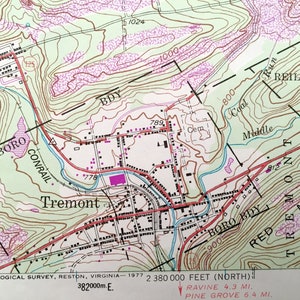 Antique Tremont, Pennsylvania 1954 US Geological Survey Topographic Map ...