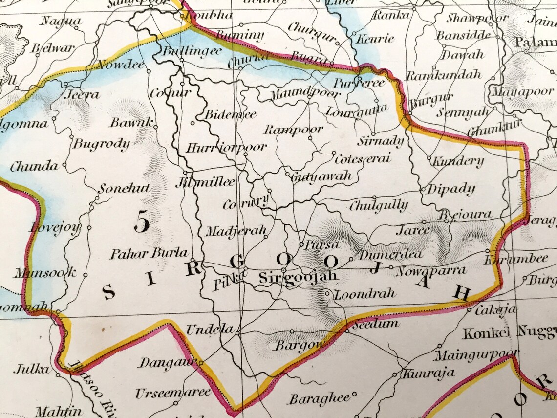 Antique 1845 India Map From SDUK Atlas – Palmyras, Odisha, Sumbulpoor ...