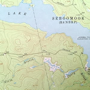 Antique Seboomook Lake, Maine 1954 US Geological Survey Topographic Map ...