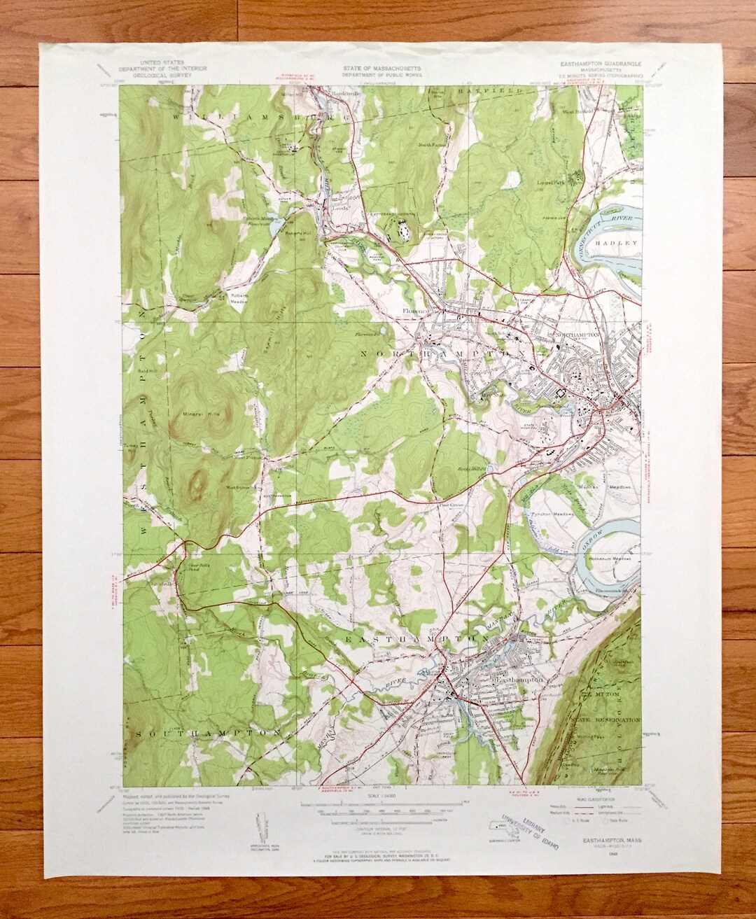 Antique Easthampton, Massachusetts 1948 US Geological Survey ...