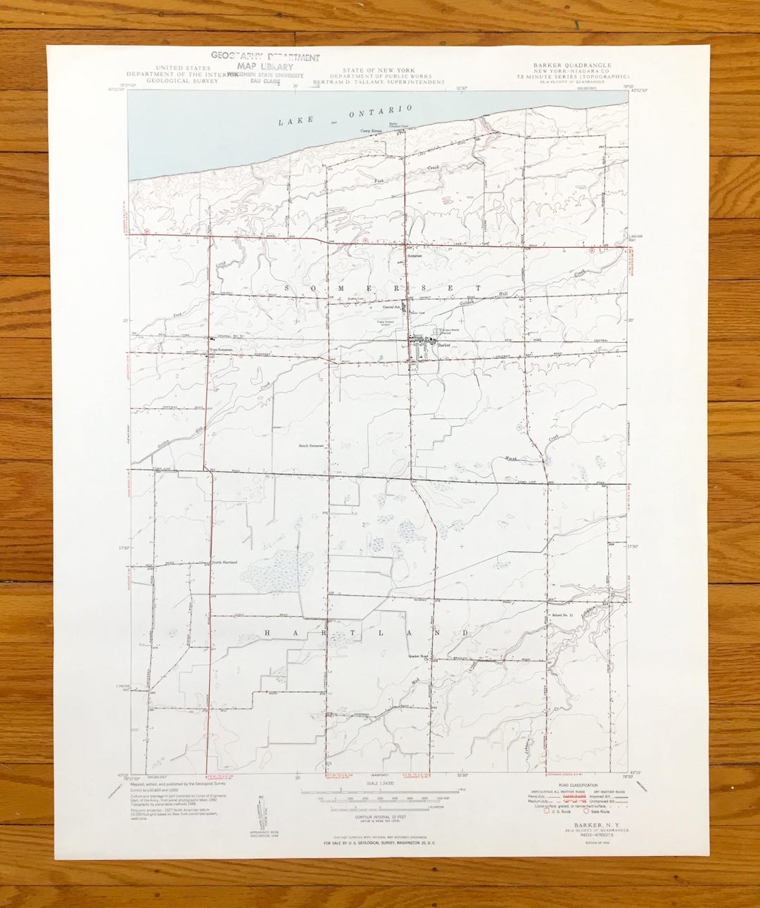 Antique Barker, New York 1949 US Geological Survey Topographic Map ...