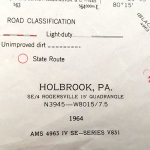 Antique Holbrook, Pennsylvania 1964 US Geological Survey Topographic ...
