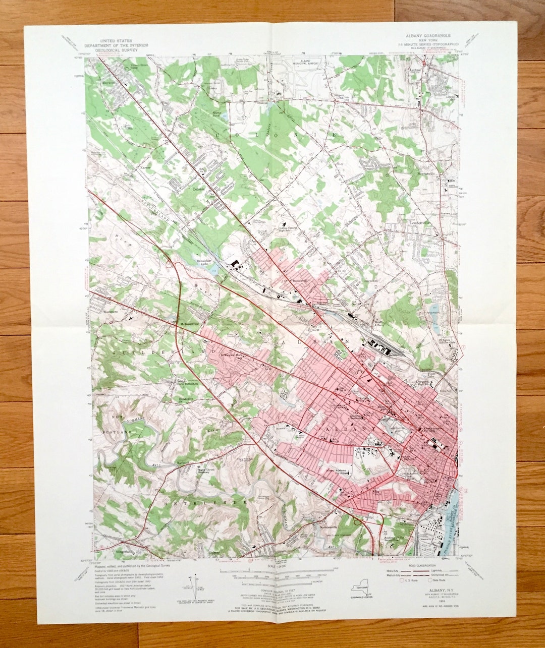 Antique Albany, New York 1953 US Geological Survey Topographic Map ...