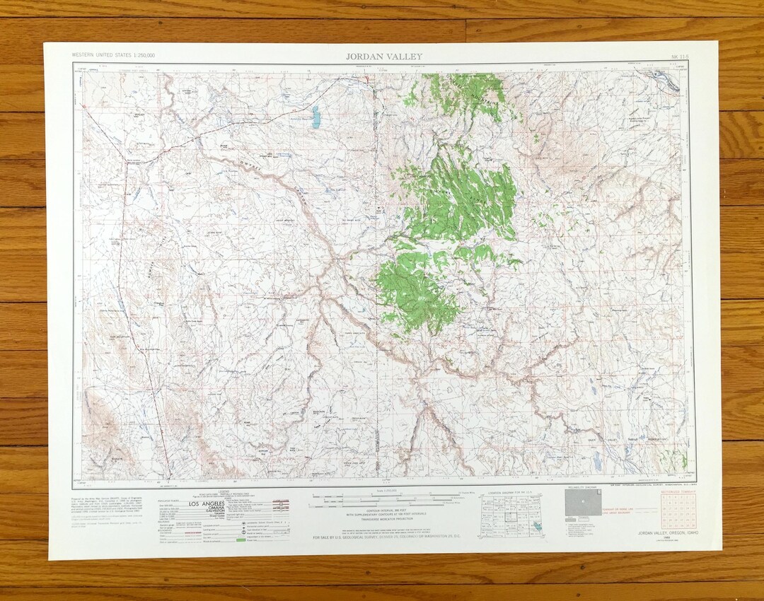 Antique Jordan Valley, Oregon 1955 US Geological Survey Topographic Map ...