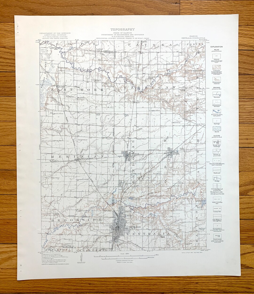 Antique Centralia, Illinois 1914 US Geological Survey Topographic Map ...