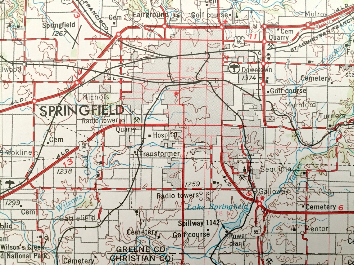 Antique Springfield Missouri 1954 US Geological Survey | Etsy