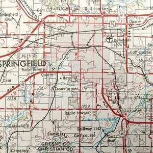 Antique Springfield, Missouri 1954 US Geological Survey Topographic Map ...