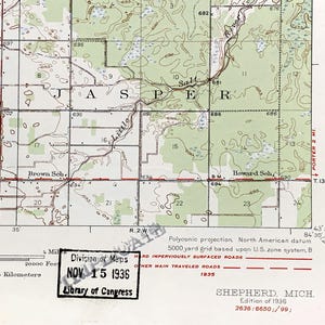 Antique Shepherd, Michigan 1936 US Geological Survey Topographic Map ...