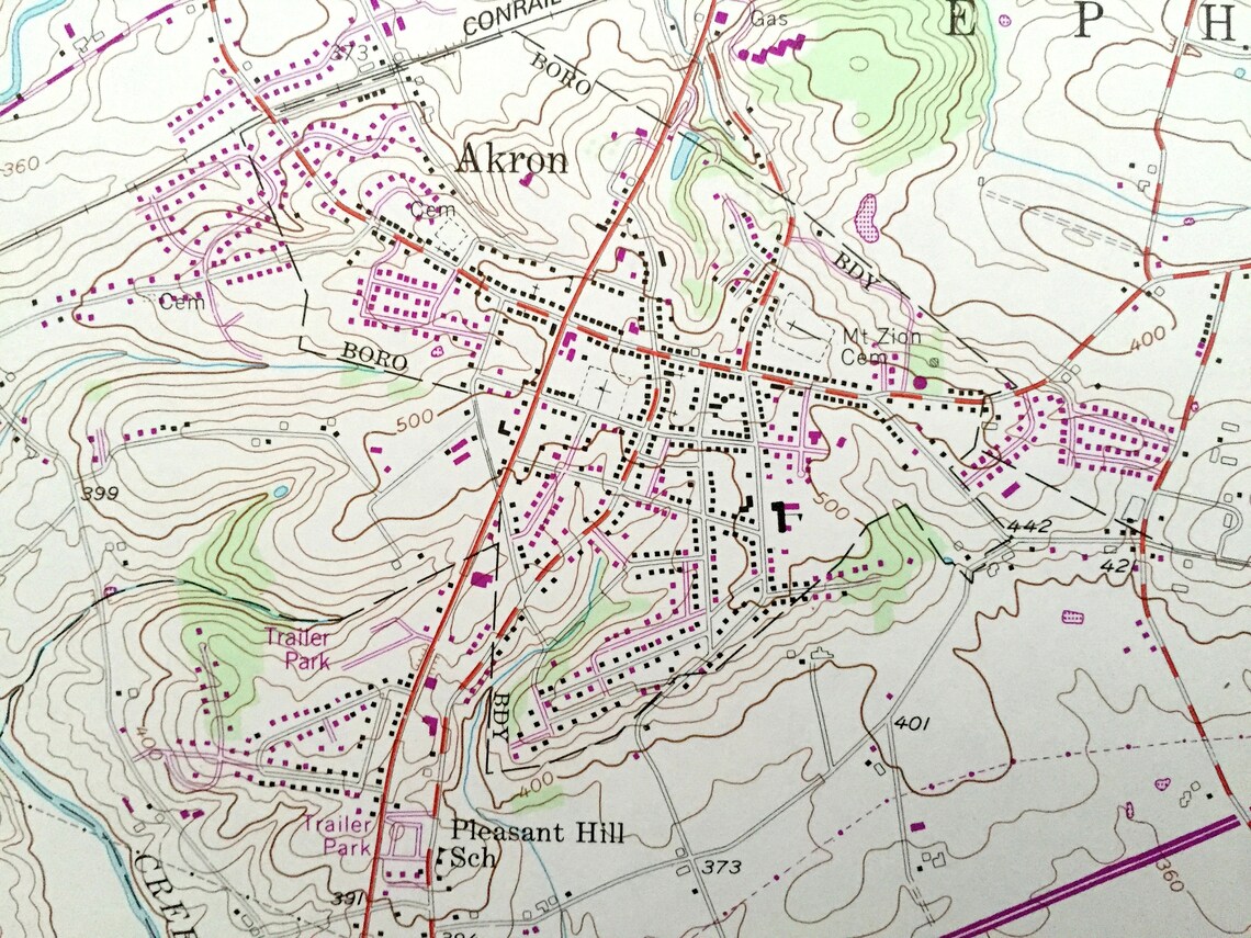 Antique Ephrata, Pennsylvania 1956 US Geological Survey Topographic Map ...