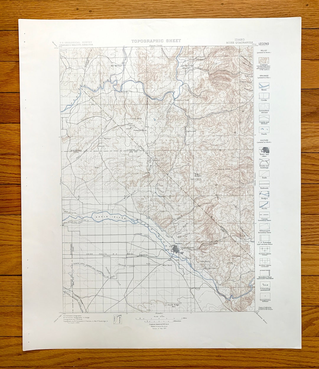 Antique Boise, Idaho 1897 US Geological Survey Topographic Map – Sweet ...