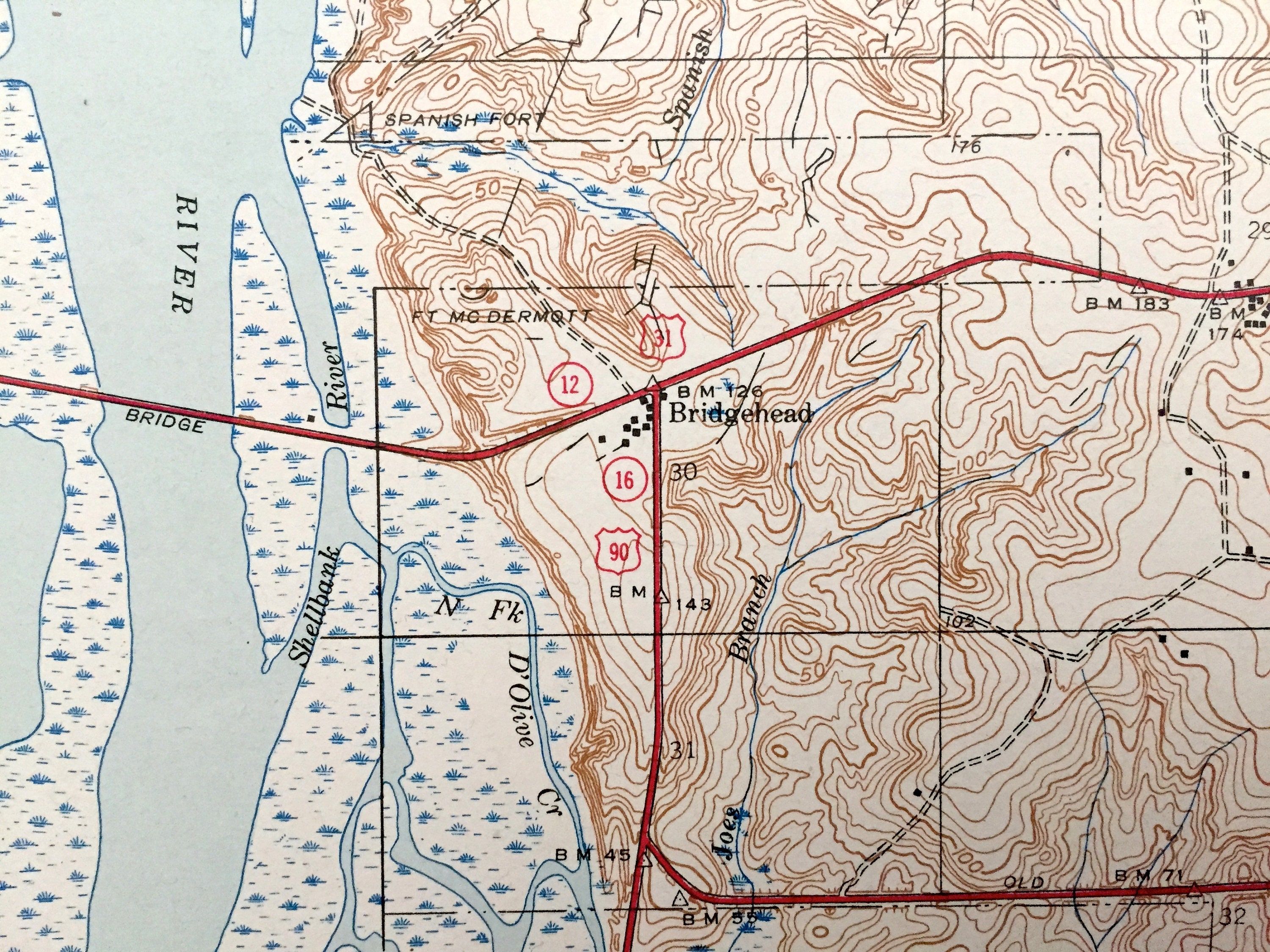 Antique Bridgehead, Alabama 1943 US Geological Survey Topographic Map ...