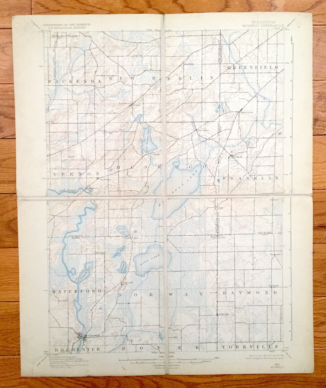 Antique Muskego, Wisconsin 1901 US Geological Survey Topographic Map ...